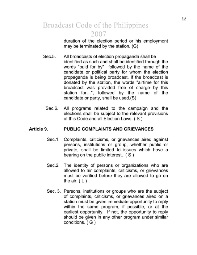 2007 Broadcast Code of the Philippines | PDF | Public Radio | Talk Radio