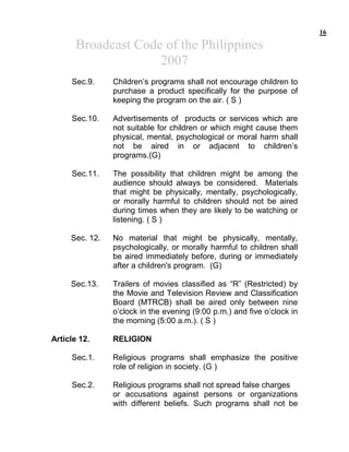 2007 Broadcast Code of the Philippines | PDF