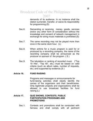 2007 Broadcast Code of the Philippines | PDF