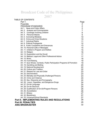 2007 Broadcast Code of the Philippines | PDF