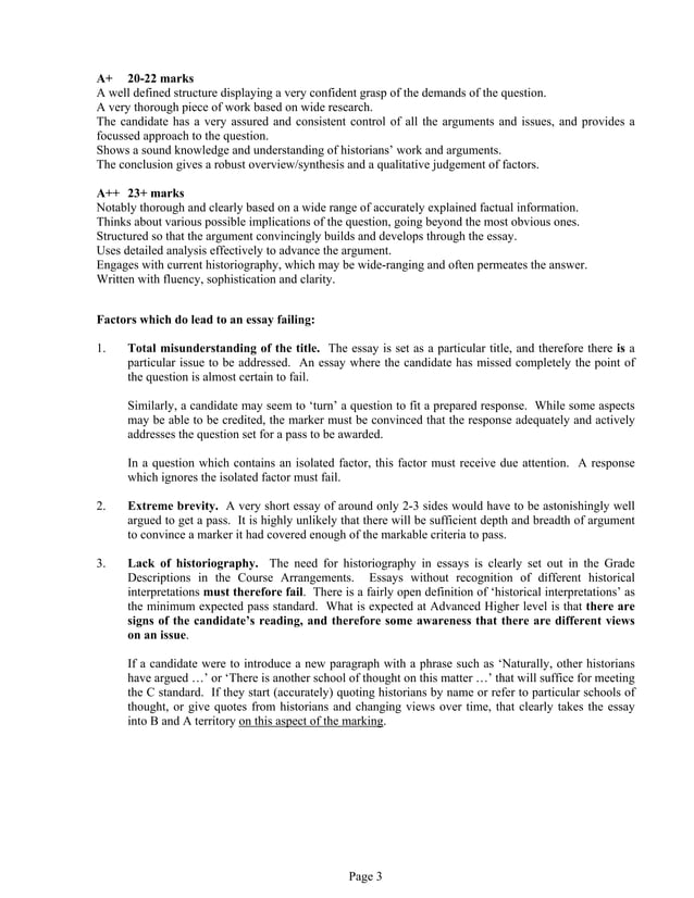 Advanced Higher History exam - 2007 (marking instructions) | PDF