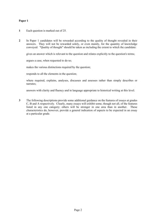 Higher History exam (paper 1) - 2007 (marking instructions) | PDF ...