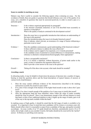 Higher History exam (paper 1) - 2007 (marking instructions) | PDF