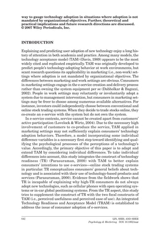 2007 integrating technology readiness into technology acceptance the ...