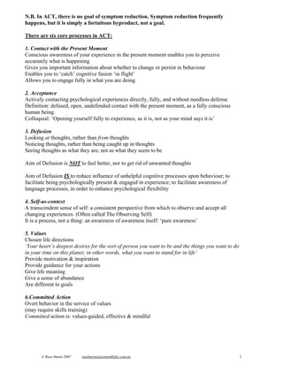 Acceptance and Commitment Therapy (ACT) Introductory Workshop Handout ...
