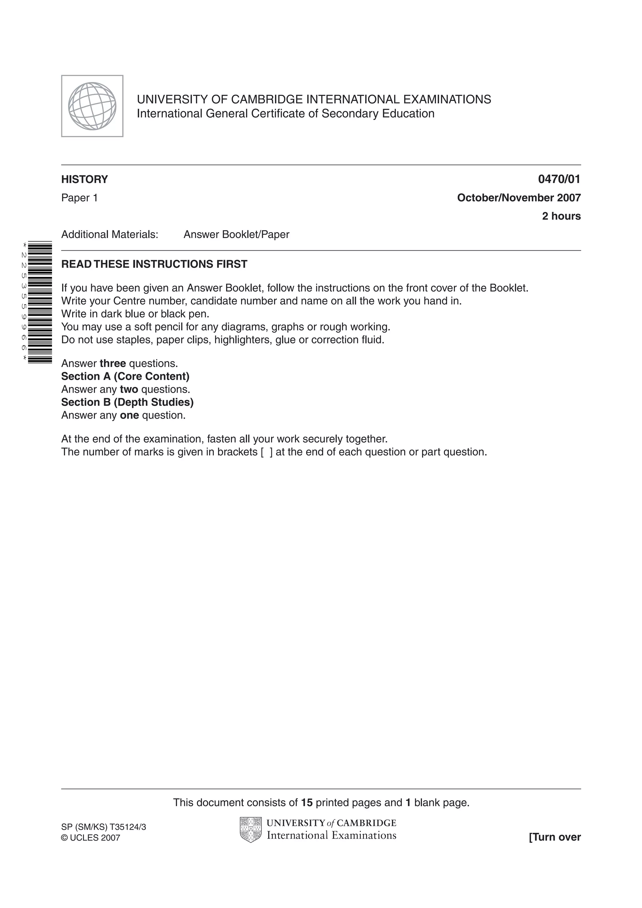 HISTORY PAPER 1 | PDF