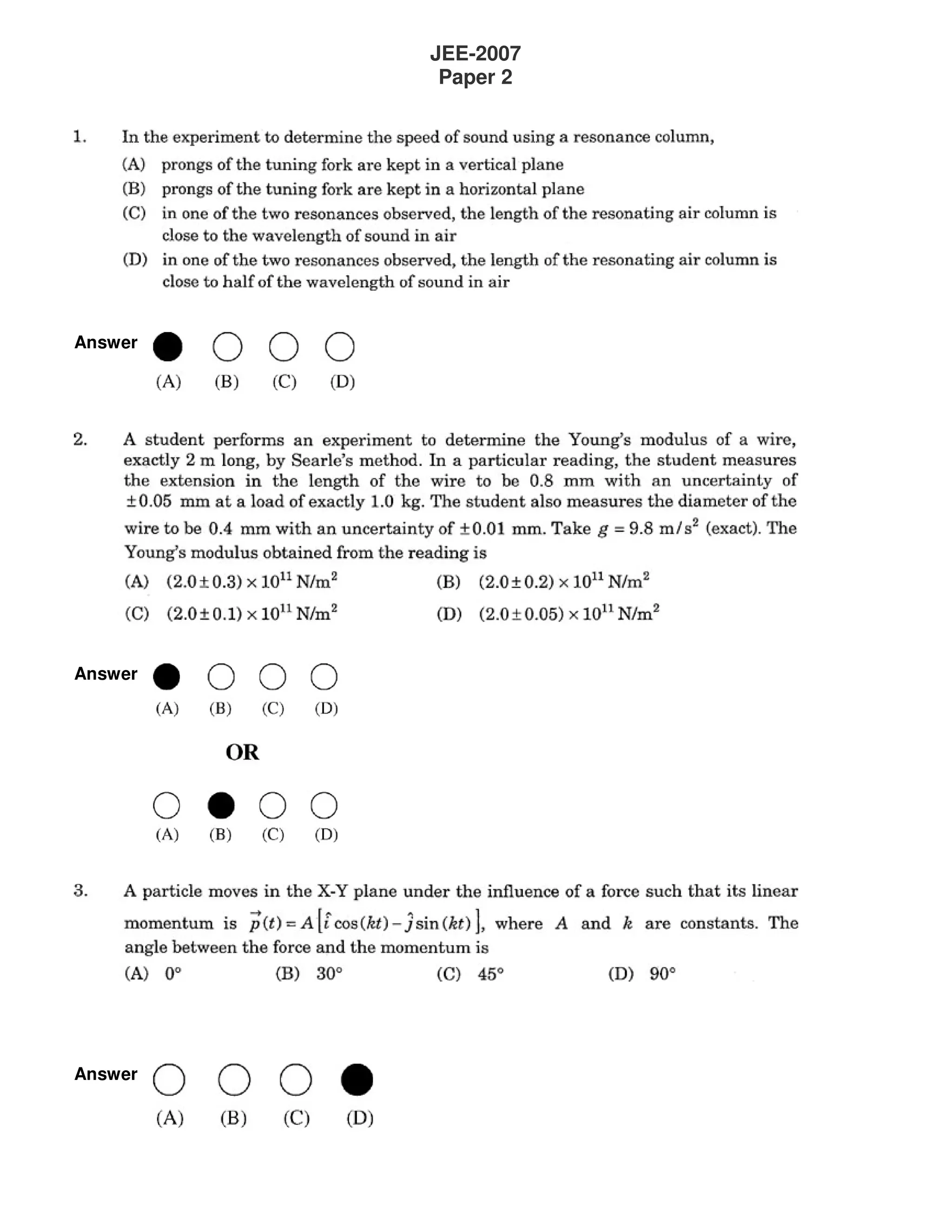 IIT-JEE Advanced 2007 Question Paper 2 | PDF | Free Download