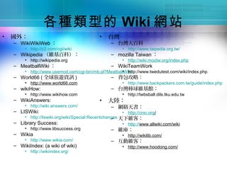 Wiki 簡介與操作說明 | PPT | Internet | Computing