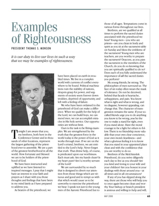 Examples of Righteousness by Thomas S. Monson | PDF