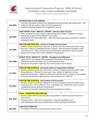 2008 10 Case Study Planning Calendar | DOCX | Educational Assessment ...