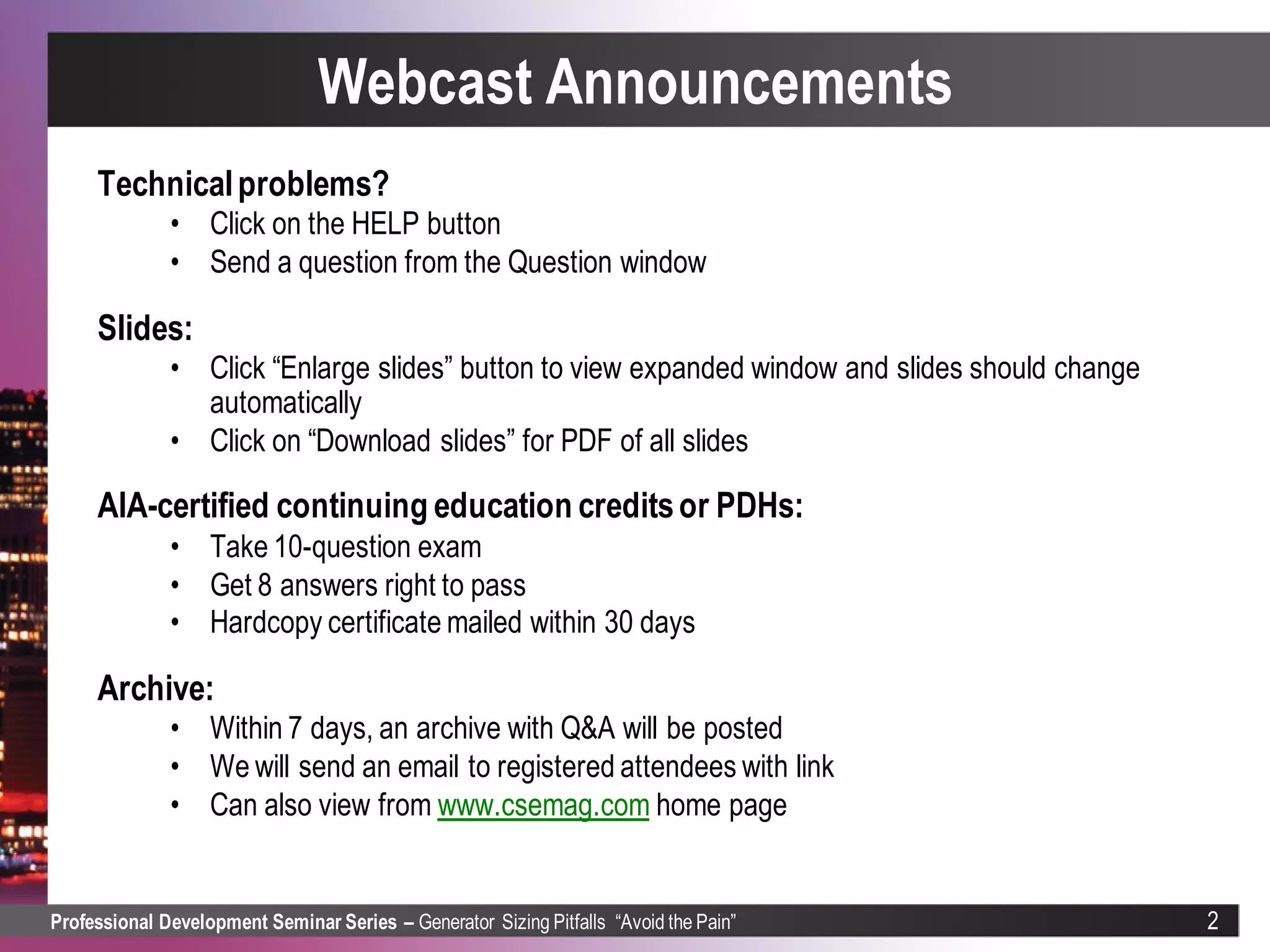 Generator Sizing Pitfalls | PDF