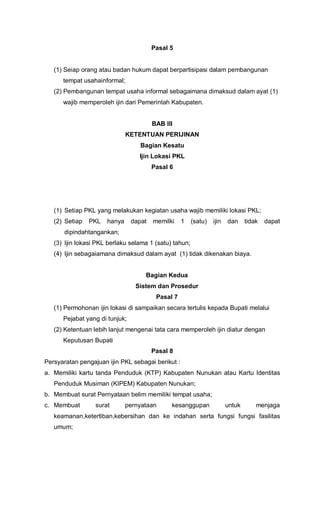 Perda Kabupaten Nunukan tentang Pedagang Kaki Lima | PDF