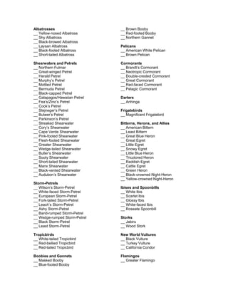 2008 Bird Checklist | PDF