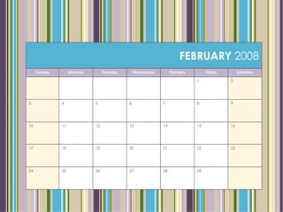 2008 Calendar Stripes Design | PPT