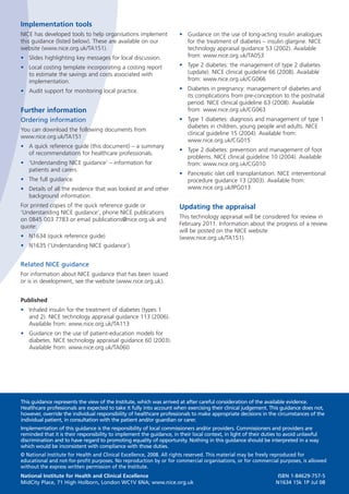 2008 Nice insulin pump quick reference guidelines | PDF