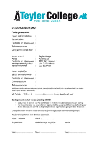 2008 Stageovereenkomst | PDF