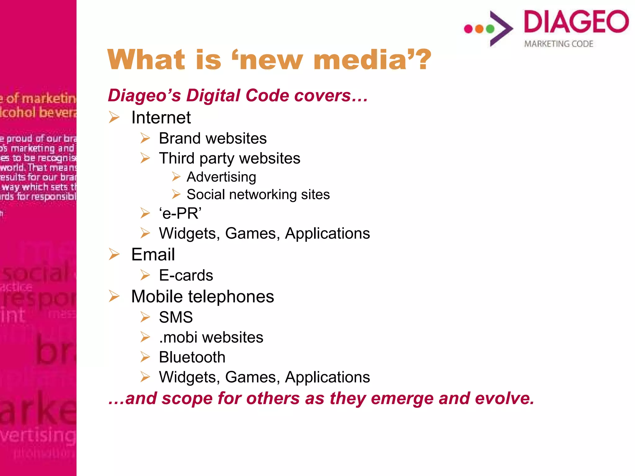 Diageo\'s Digital Marketing Code | PPT | Business | Business and Finance