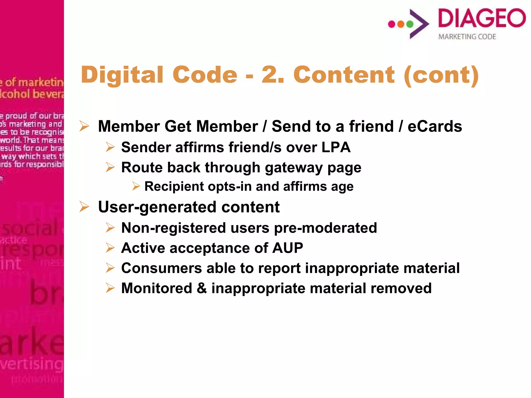 Diageo\'s Digital Marketing Code | PPT | Business | Business and Finance