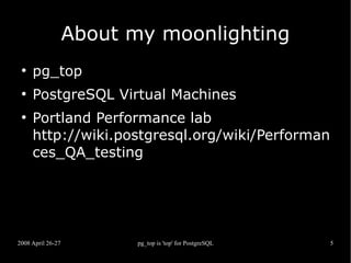 pg_top is 'top' for PostgreSQL | PDF