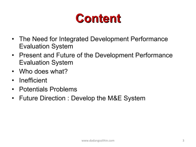 Setting Up The Development Performance Evaluation System Overview On Current Practices And