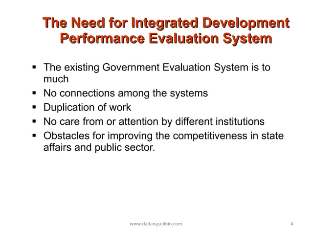 Setting Up The Development Performance Evaluation System Overview On