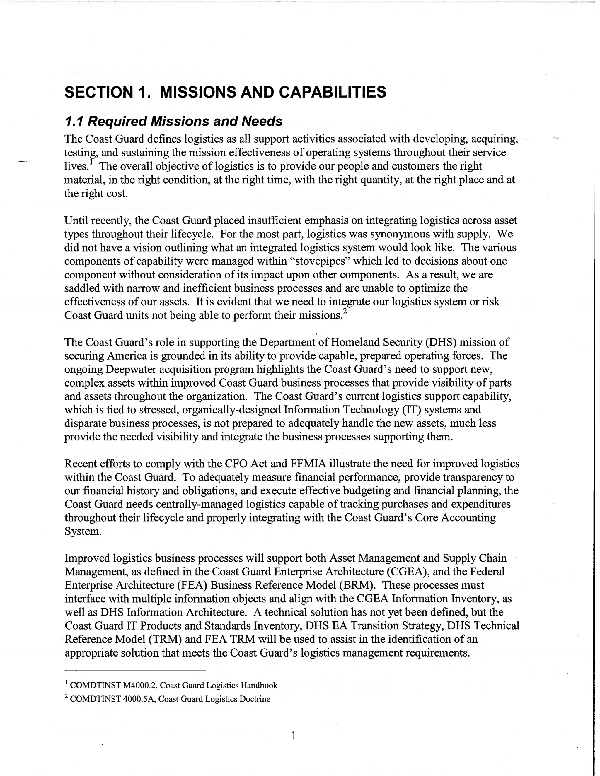 CG-LIMS Mission Needs Statement | PDF