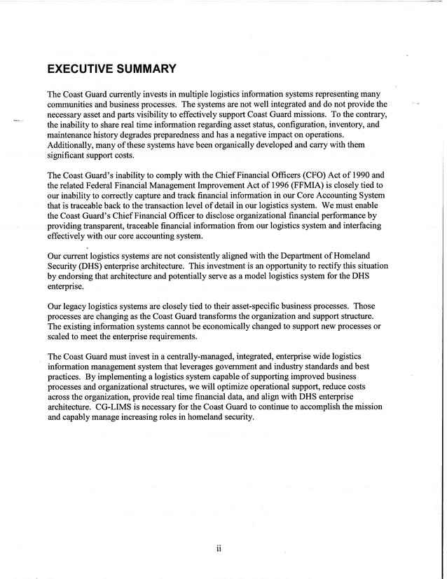 CG-LIMS Mission Needs Statement | PDF