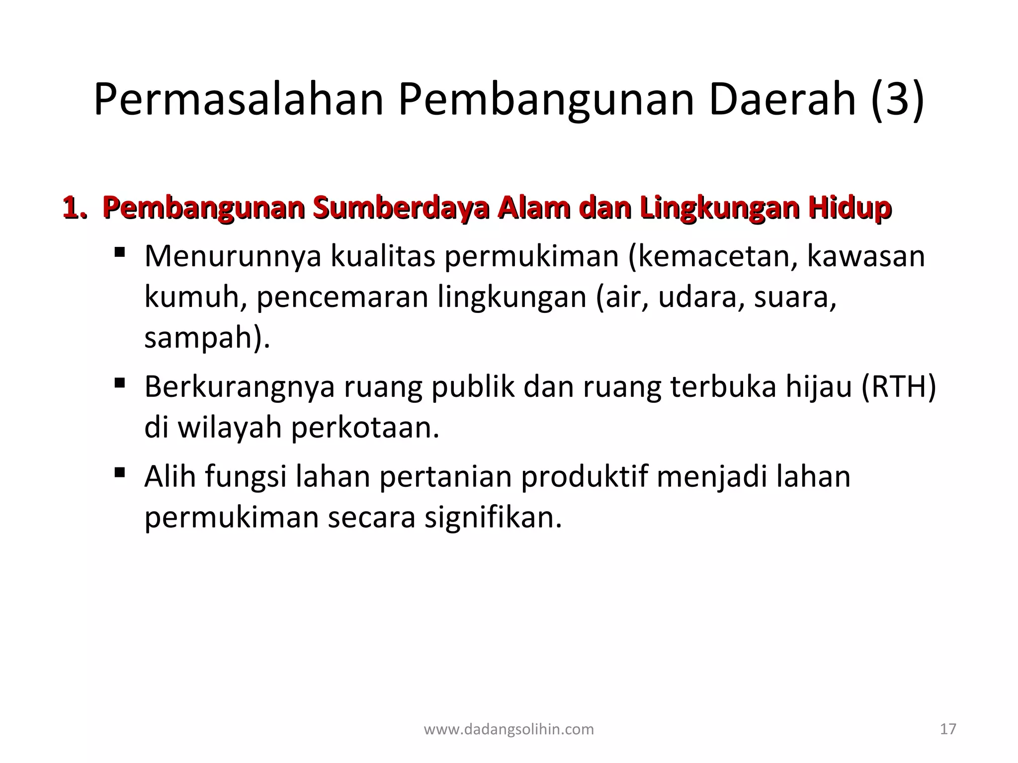 Isu dan Masalah Perencanaan Pembangunan Daerah | PPT
