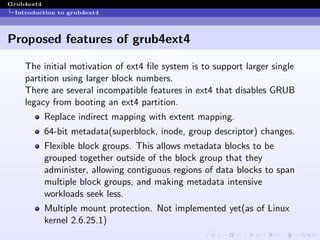 grub4ext4 status-plans | PPT