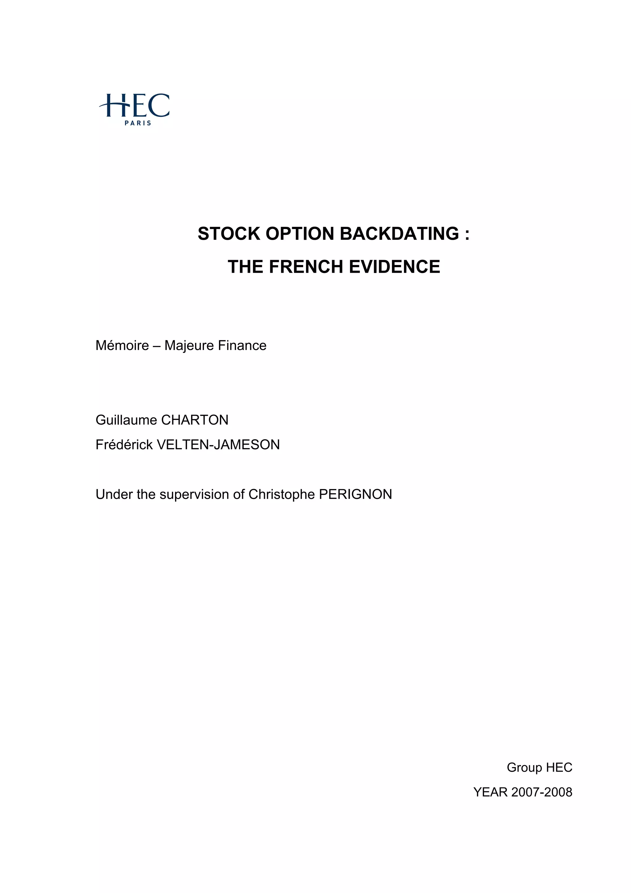stock option backdating | PDF