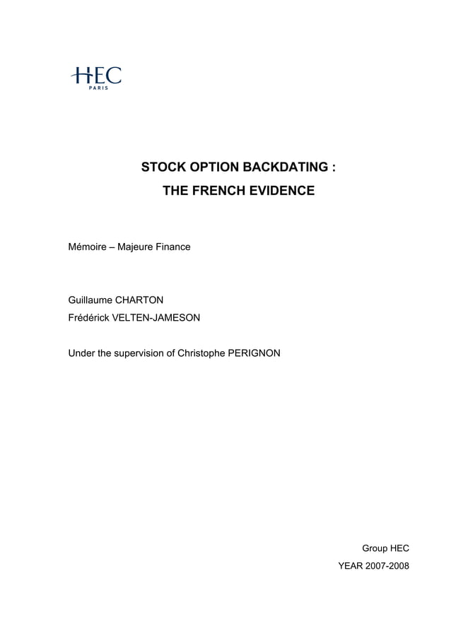 stock option backdating | PDF