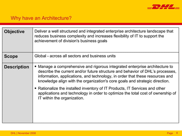 DHL Logistics - Enterprise Architecture | PPT | Information Services ...
