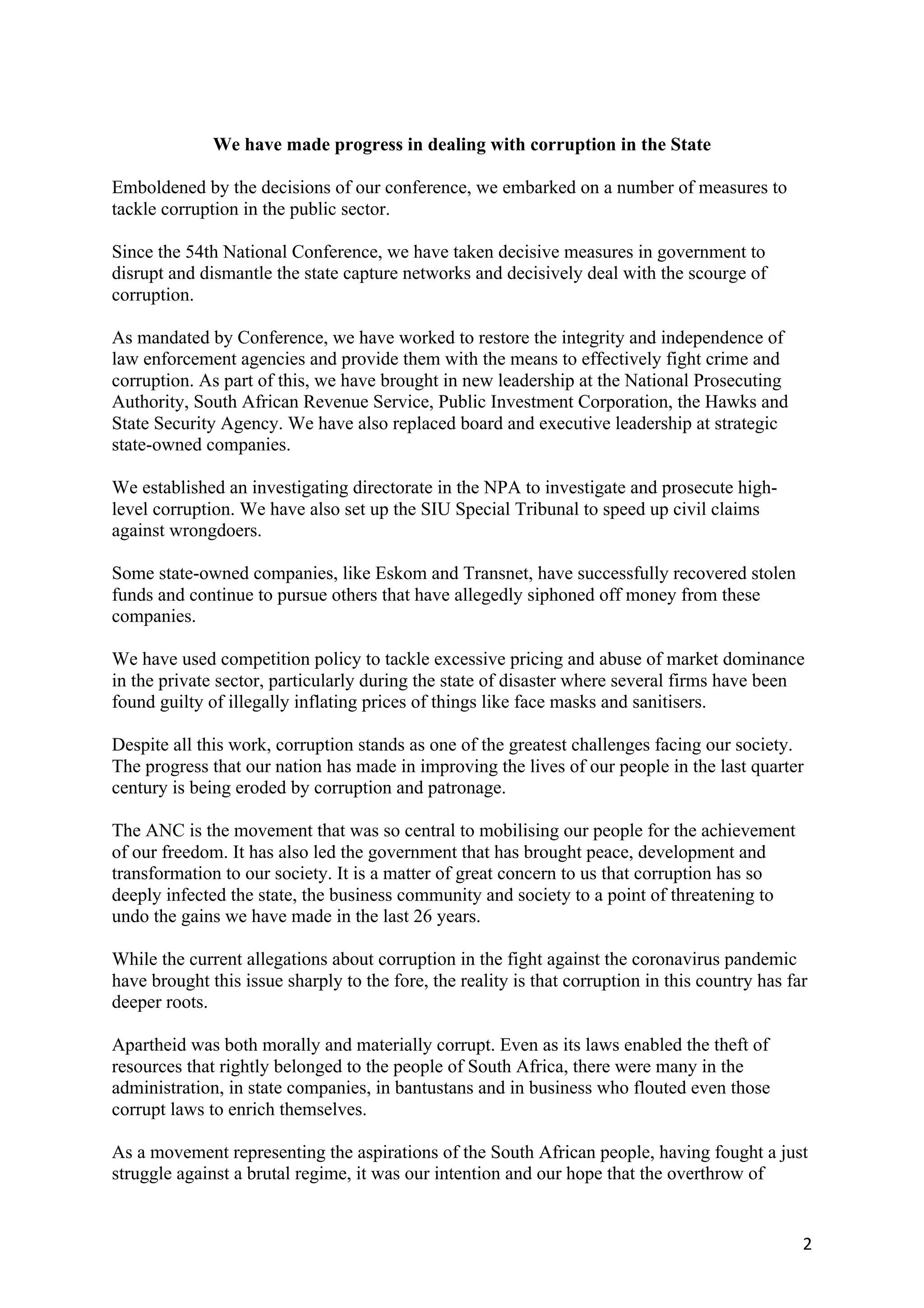 Ramaphosa letter to ANC members | PDF