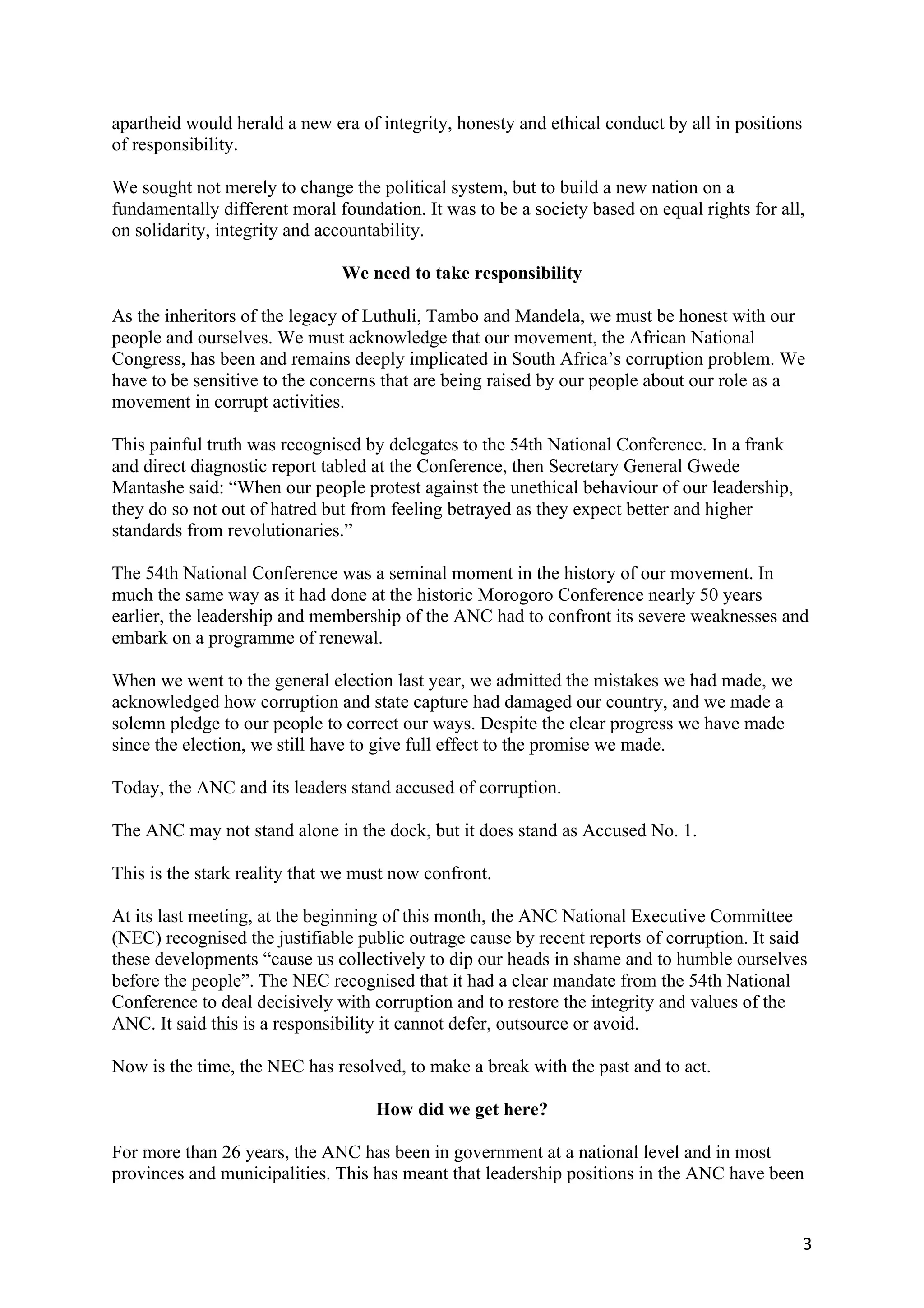 Ramaphosa letter to ANC members | PDF