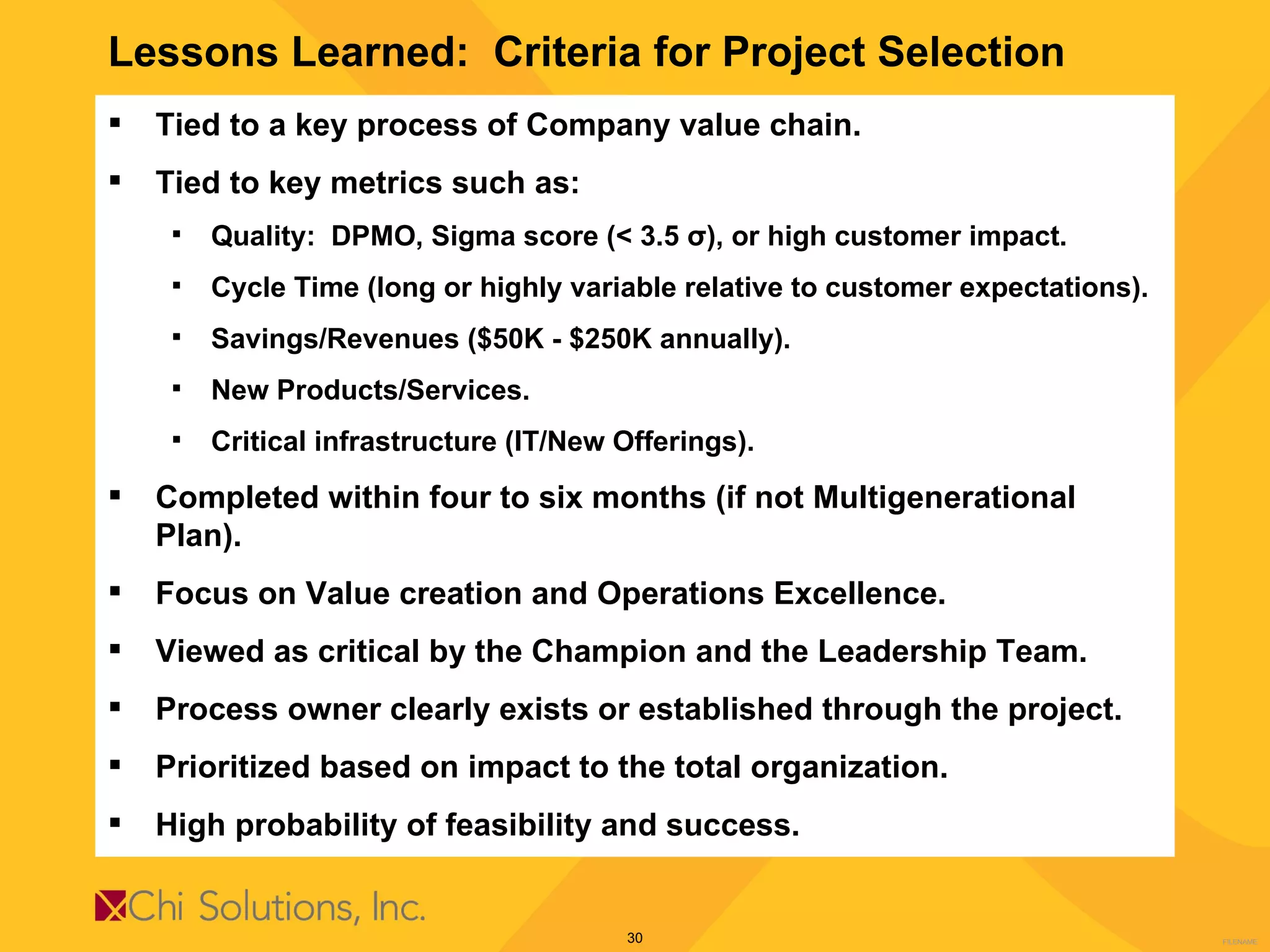 2008 Nov Lessons Learned Lean Six Sigma Balanced Scorecard | PPT