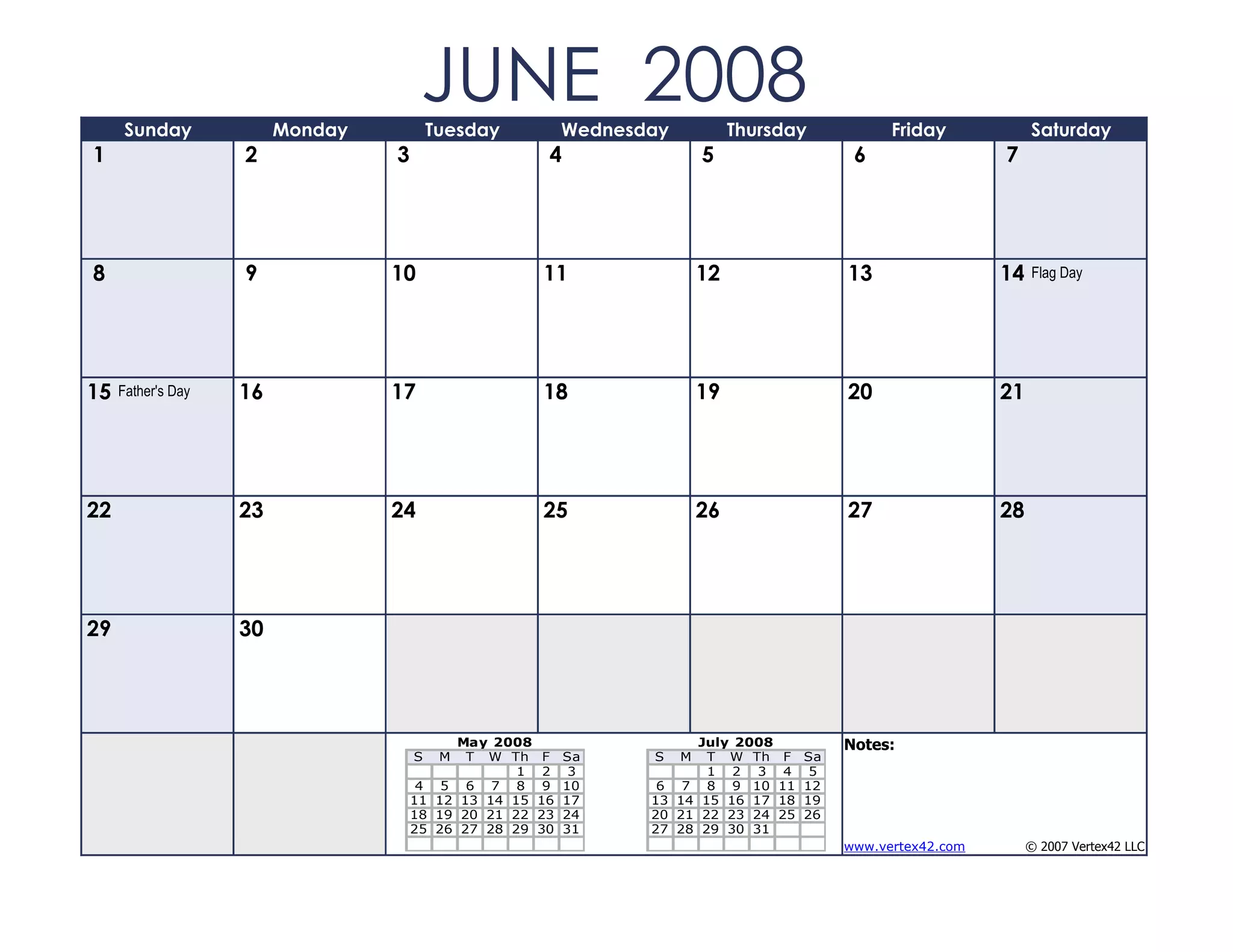 2008 Calendar | XLS