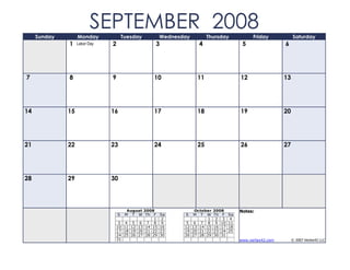 2008 Calendar | XLS