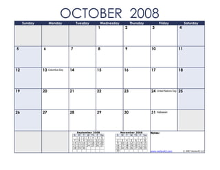 2008 Calendar | XLS