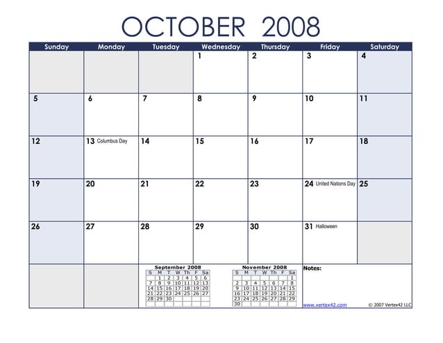 2008 Calendar | XLS