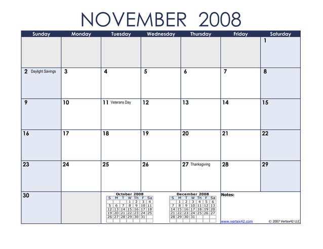 2008 Calendar | XLS