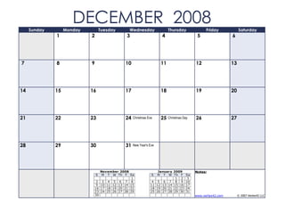 2008 Calendar | XLS