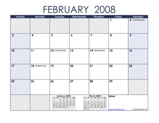 2008 Calendar | XLS