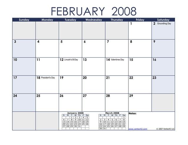 2008 Calendar | XLS