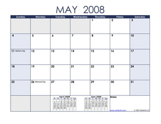2008 Calendar | XLS