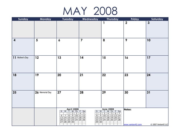 2008 Calendar | XLS