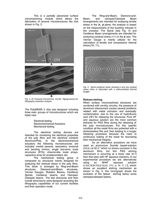 PolyMEMS INAOE, a Surface Micromachining Fabrication Module and the ...