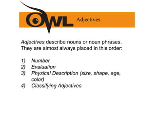 Types of Adjectives 5th grade | PPT