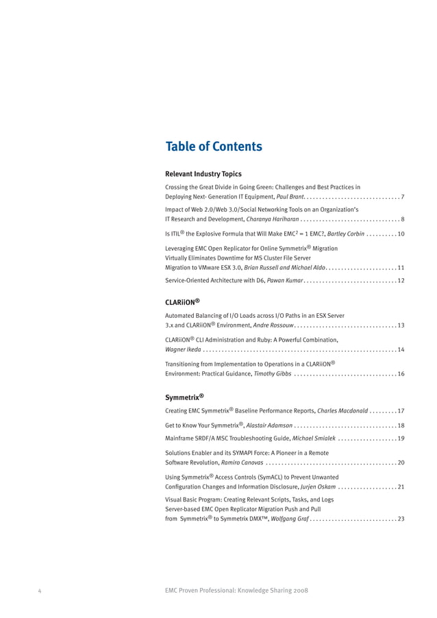 EMC Proven Professional Knowledge Sharing 2008 Book of Abstracts | PDF ...