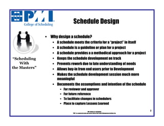 Schedule Design PMI | PDF