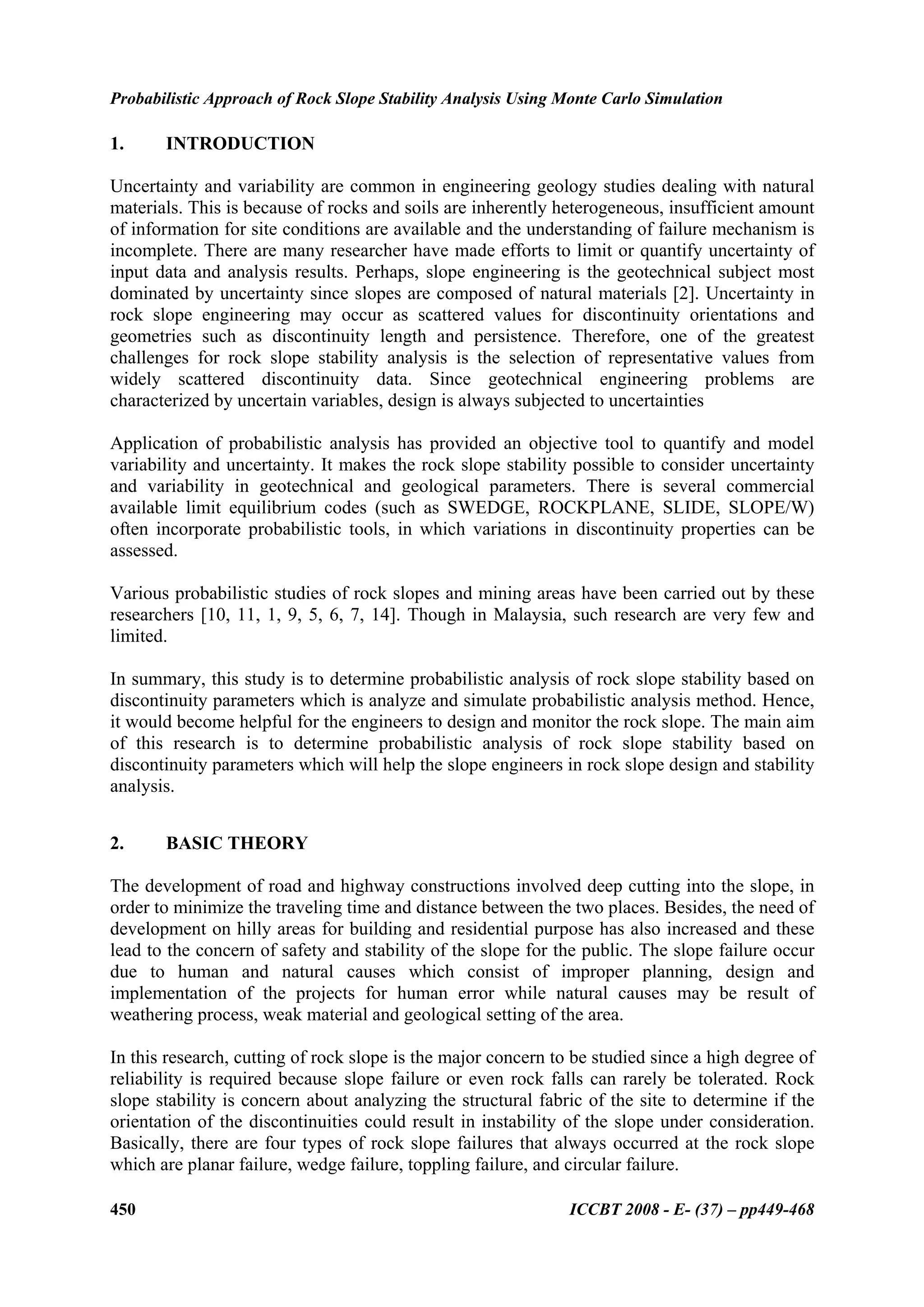 2008 probabilistic approach of rock slope stability analysis using mcm ...